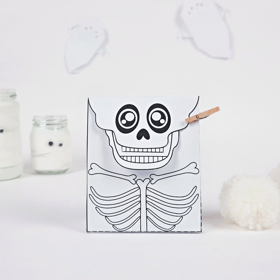 Skeleton Gift Box Printable, Favor Box Halloween, Template to Assemble ...