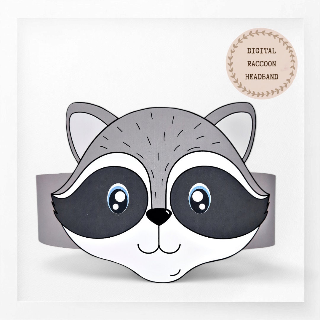 Raccoon Paper Crown, Animal Paper Hat for Kids, Instant Download Paper ...