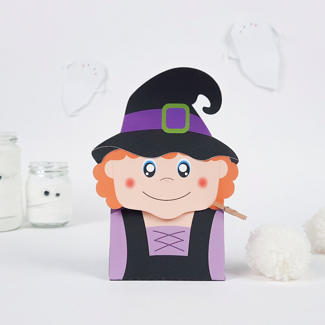 Witch Gift Box Printable, Favor Box Halloween, Template to Assemble Box ...