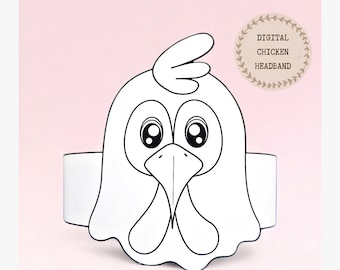 Chicken Paper Crown Printable, Coloring Crown, Coloring Face Mask ...