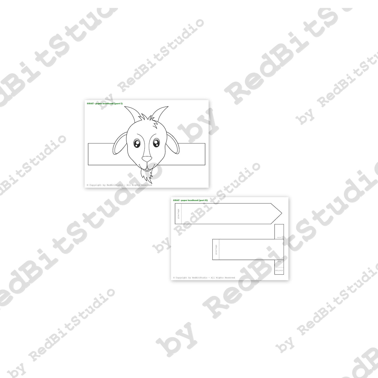 Goat Paper Coloring Crown, Hat for Kids, Instant Download Paper Crown ...