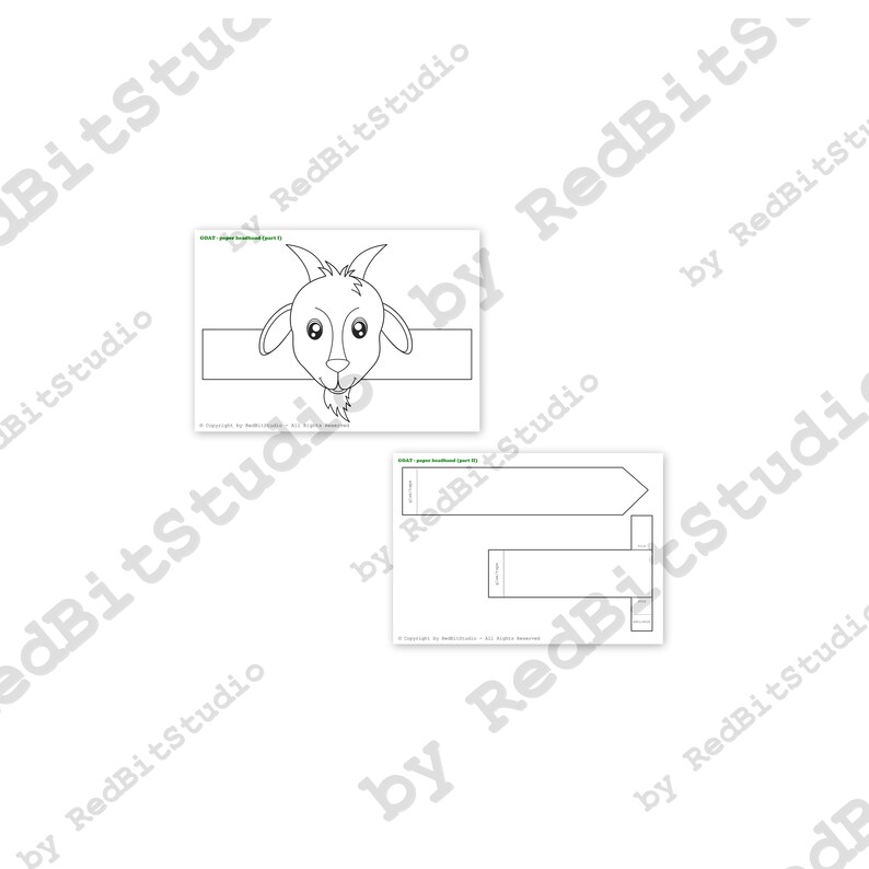 Goat Paper Coloring Crown, Hat for Kids, Instant Download Paper Crown ...