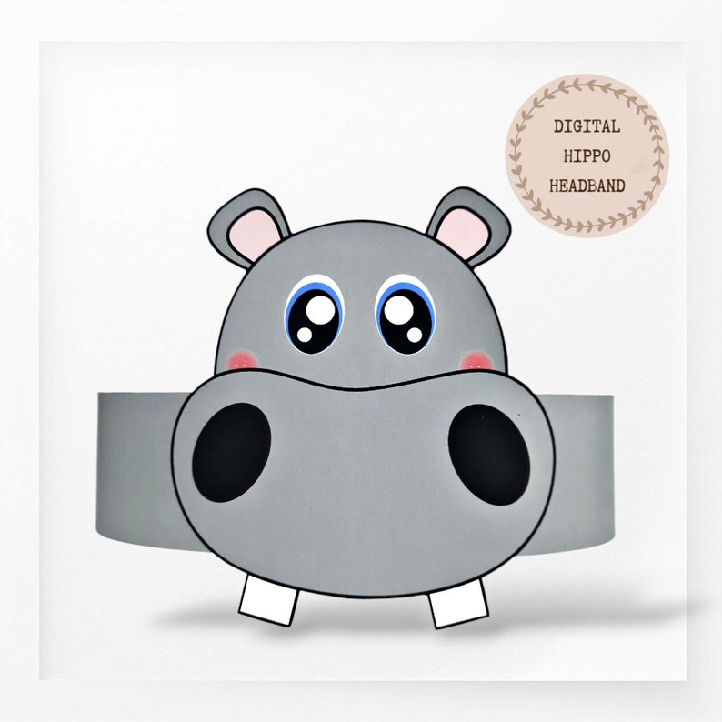 Hippo Paper Crown, Animal Paper Hat for Kids, Instant Download Paper ...