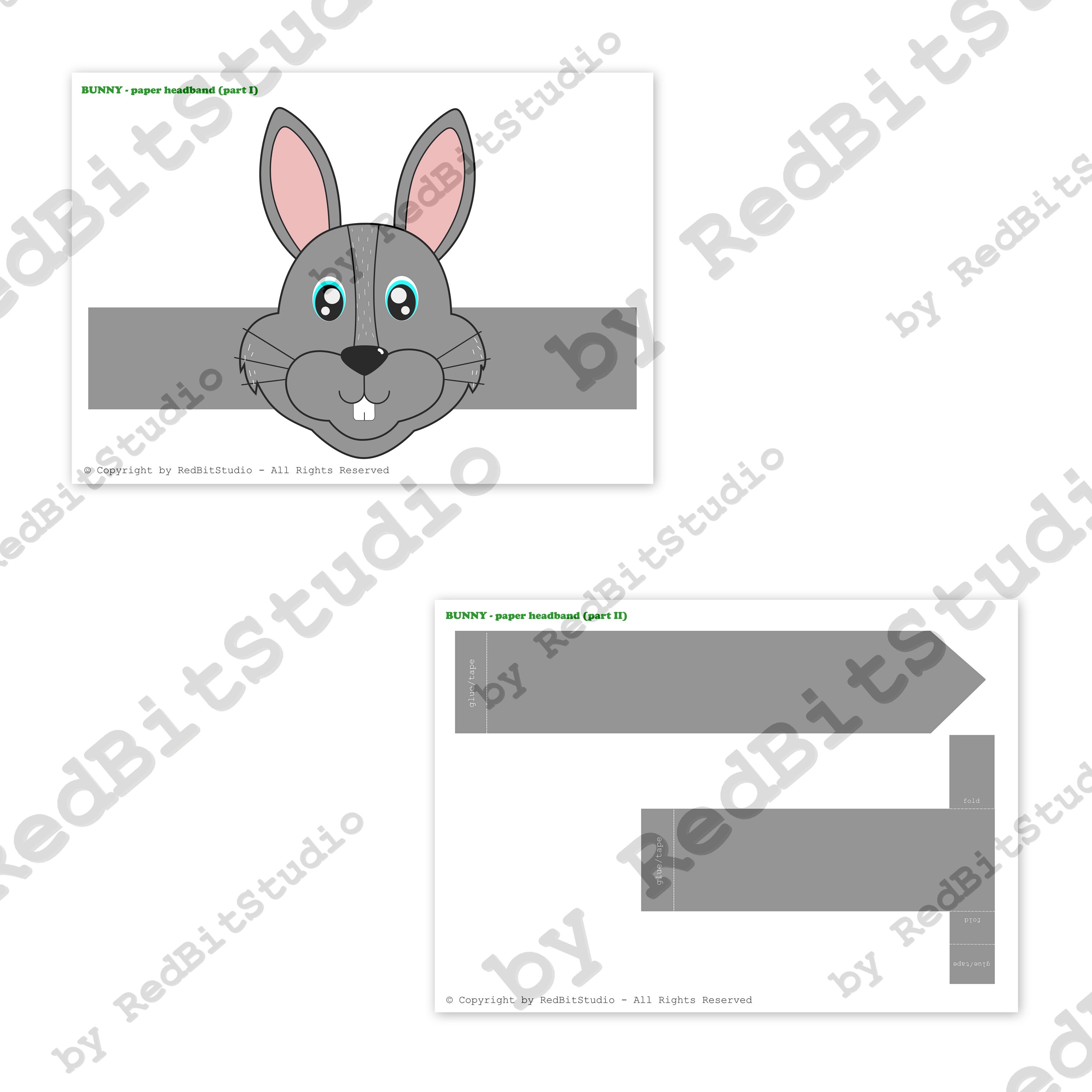Bunny Paper Crown, Animal Paper Hat for Kids, Instant Download Paper ...