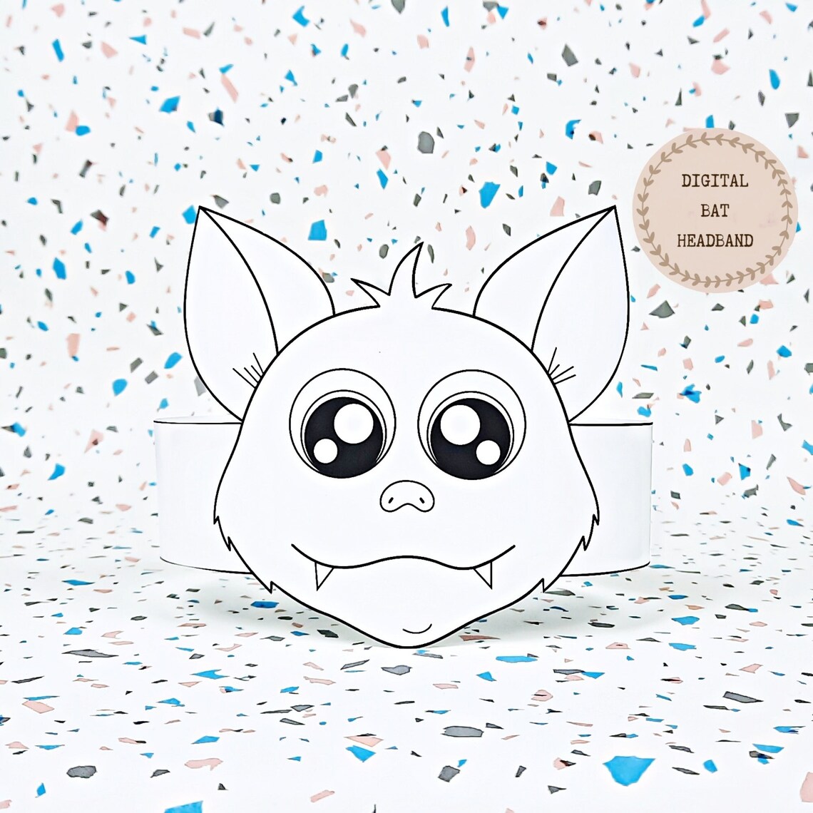 Bat Paper Coloring Crown, Animal Paper Hat for Kids, Instant Download ...