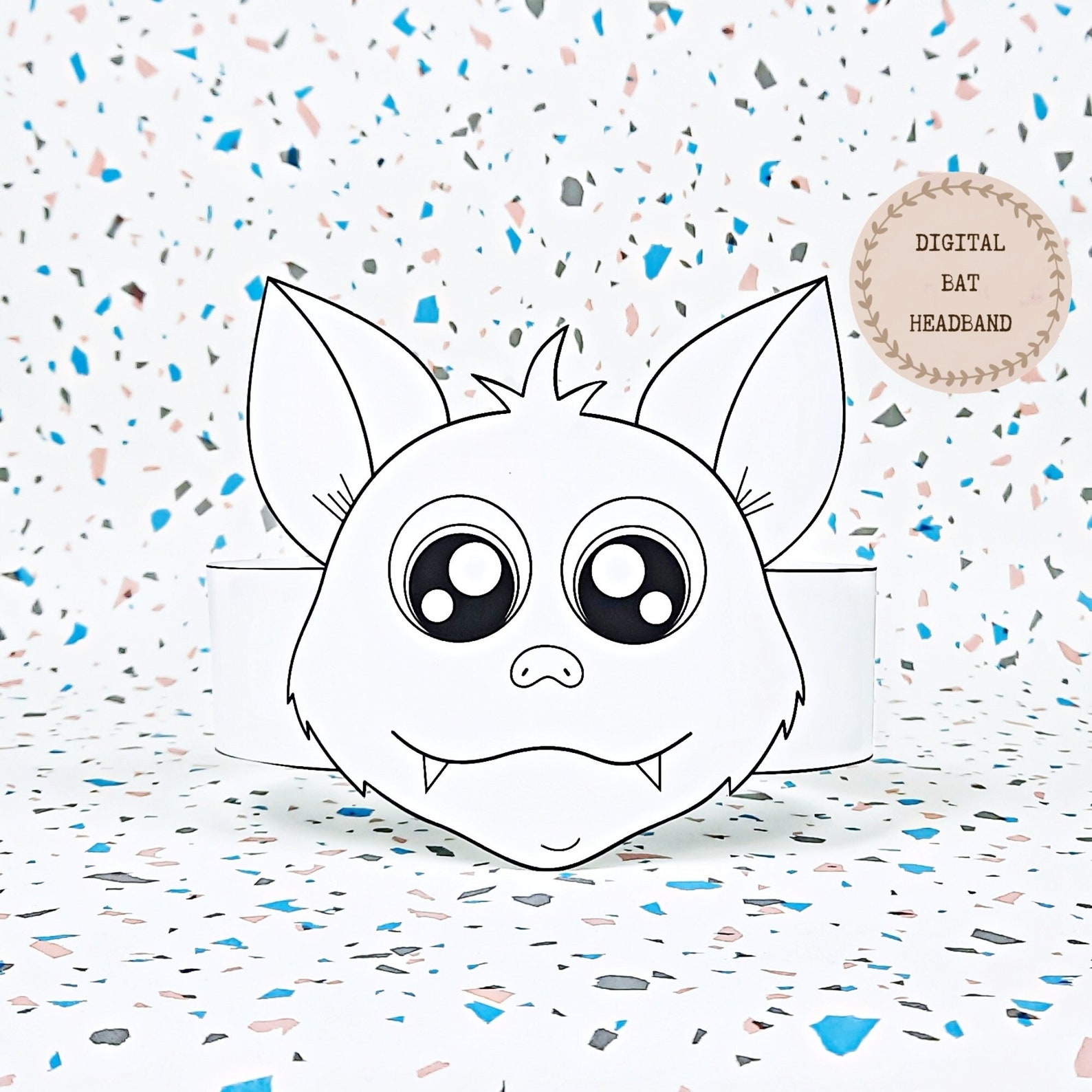Bat Paper Coloring Crown, Animal Paper Hat for Kids, Instant Download ...