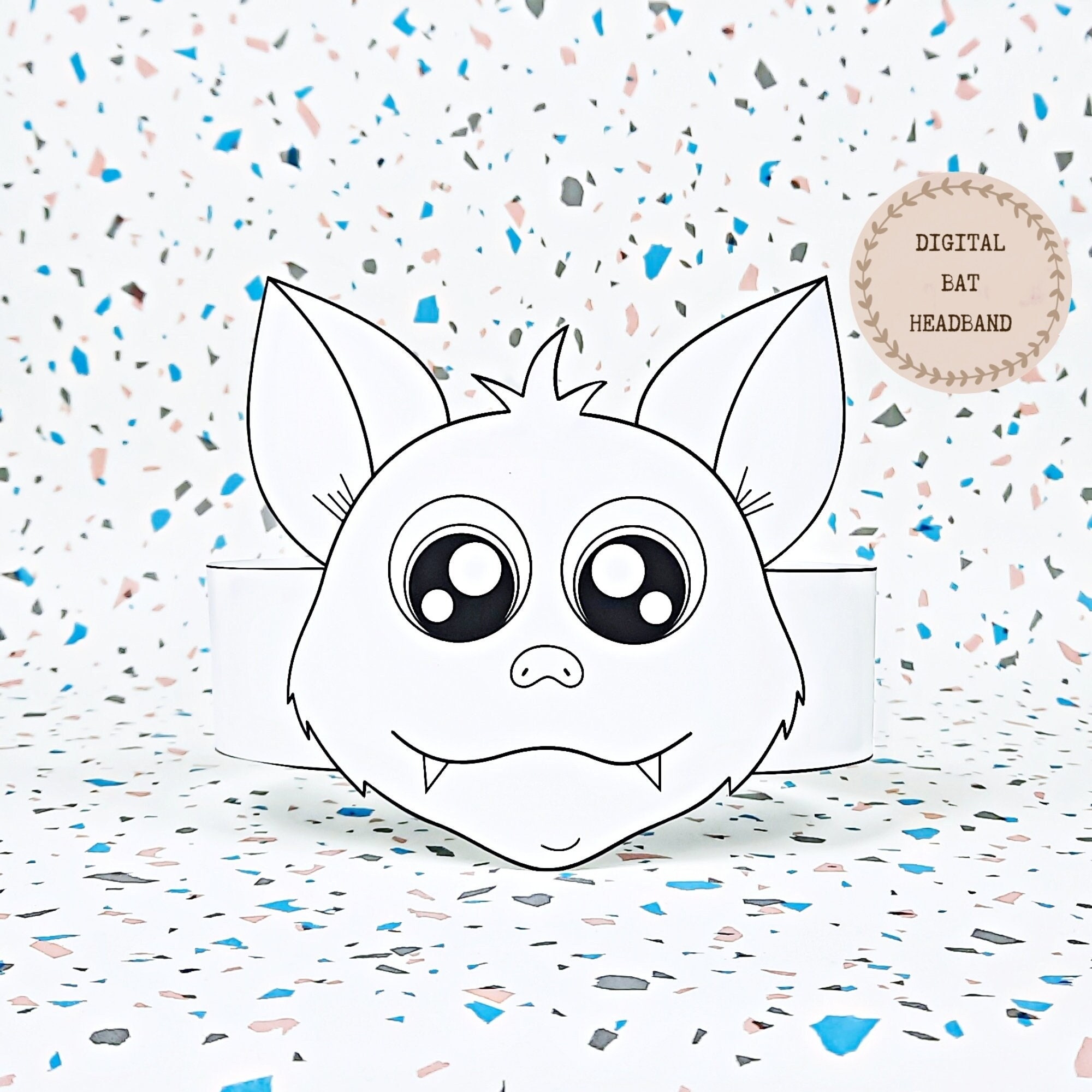 Bat Paper Coloring Crown, Animal Paper Hat for Kids, Instant Download ...