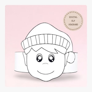 Elf Paper Coloring Crown,christmas Paper Hat for Kids,instant Download ...