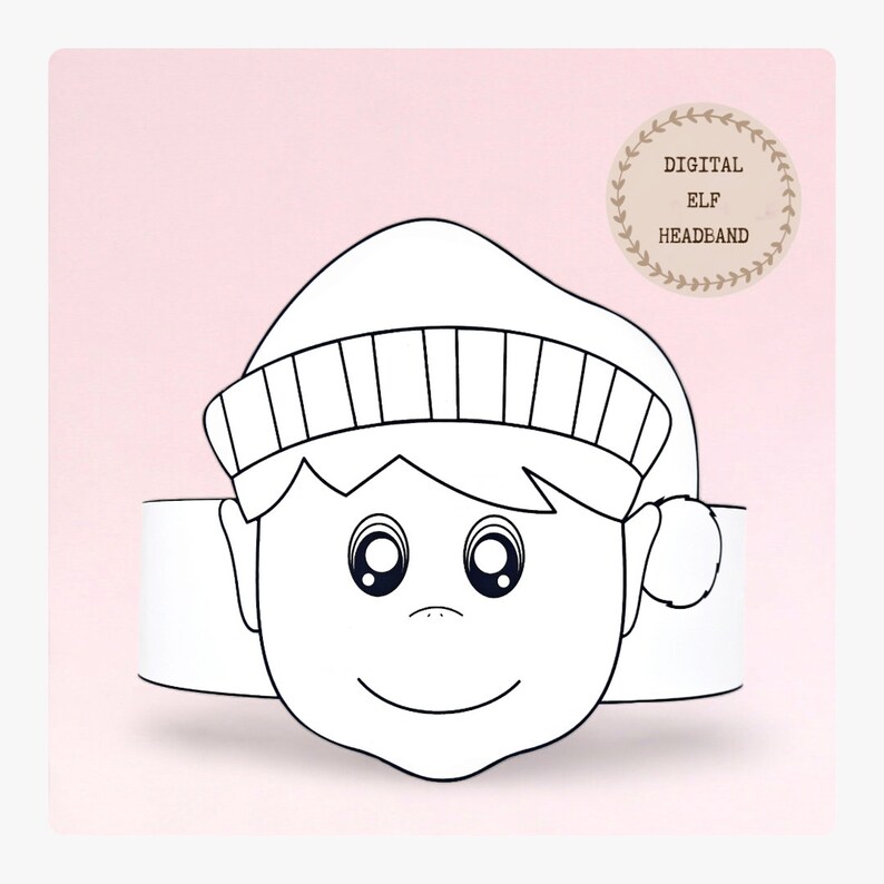 Elf Paper Coloring Crown,christmas Paper Hat for Kids,instant Download ...
