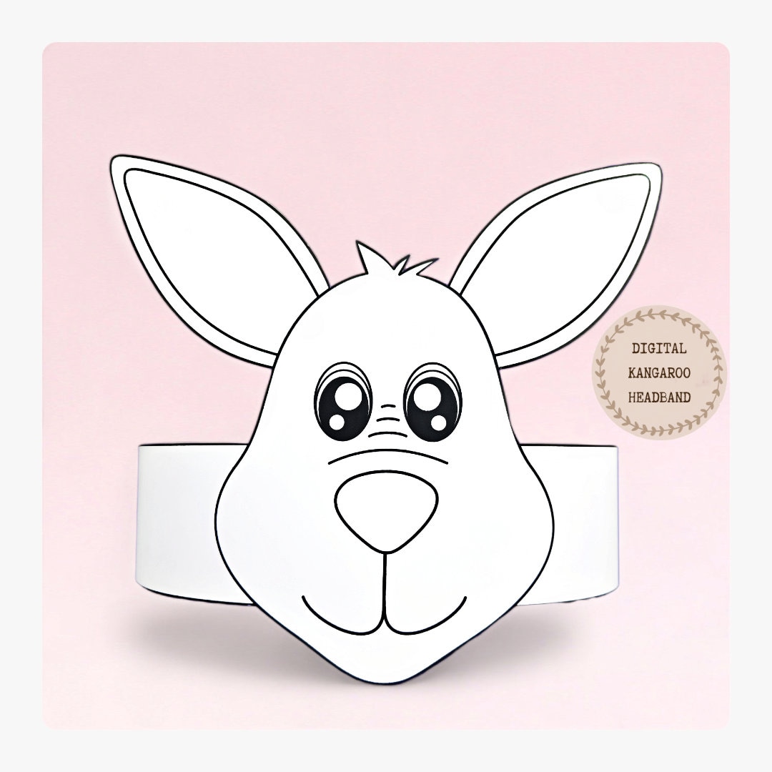 Kangaroo Paper Coloring Crown, Animal Paper Hat for Kids, Instant ...