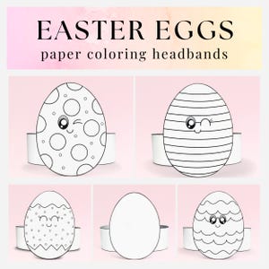 5 Easter Egg Paper Coloring Crowns,egg Paper Hats for Kids,instant ...