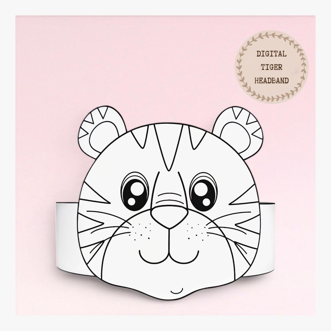 Tiger Paper Coloring Crown,animal Paper Hat for Kids,instant Download ...