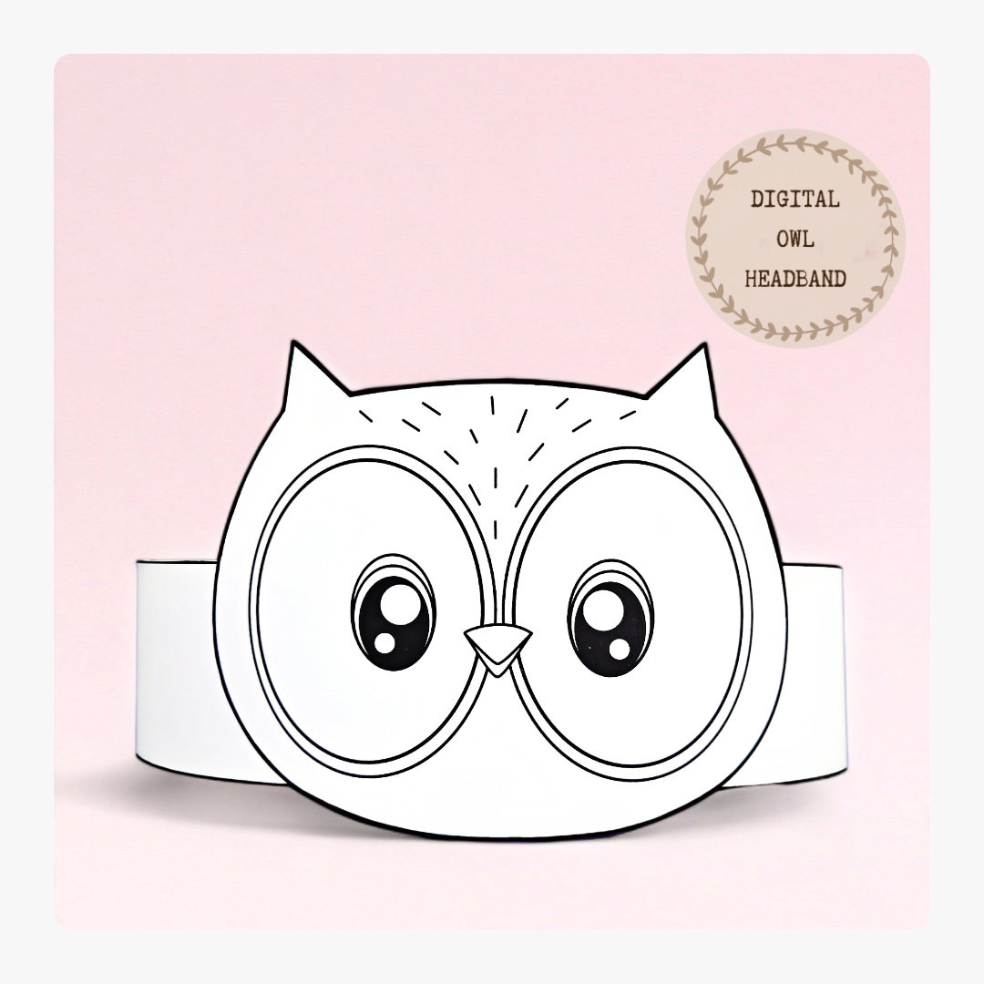 Owl Paper Coloring Crown, Animal Paper Hat for Kids, Instant Download ...