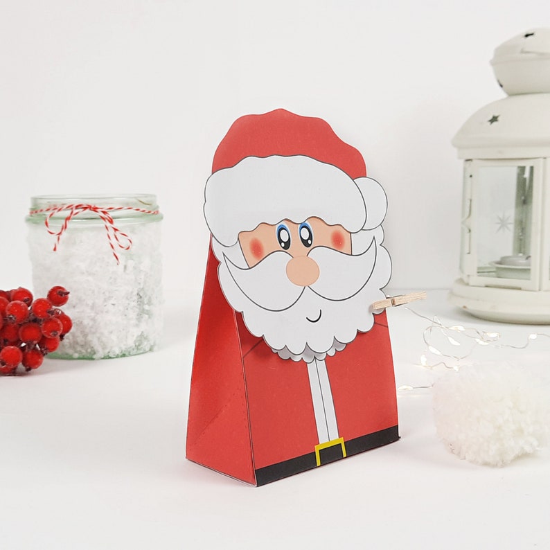 Santa Claus Gift Box Printable, Favor Box Christmas, Template to ...