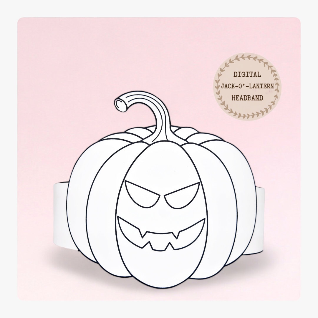 Jack-o'-lantern Paper Coloring Crown,halloween Paper Hat for Kids ...