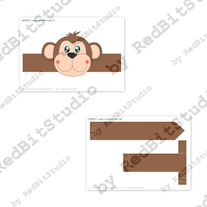Monkey Paper Crown, Animal Paper Hat for Kids, Instant Download Paper ...