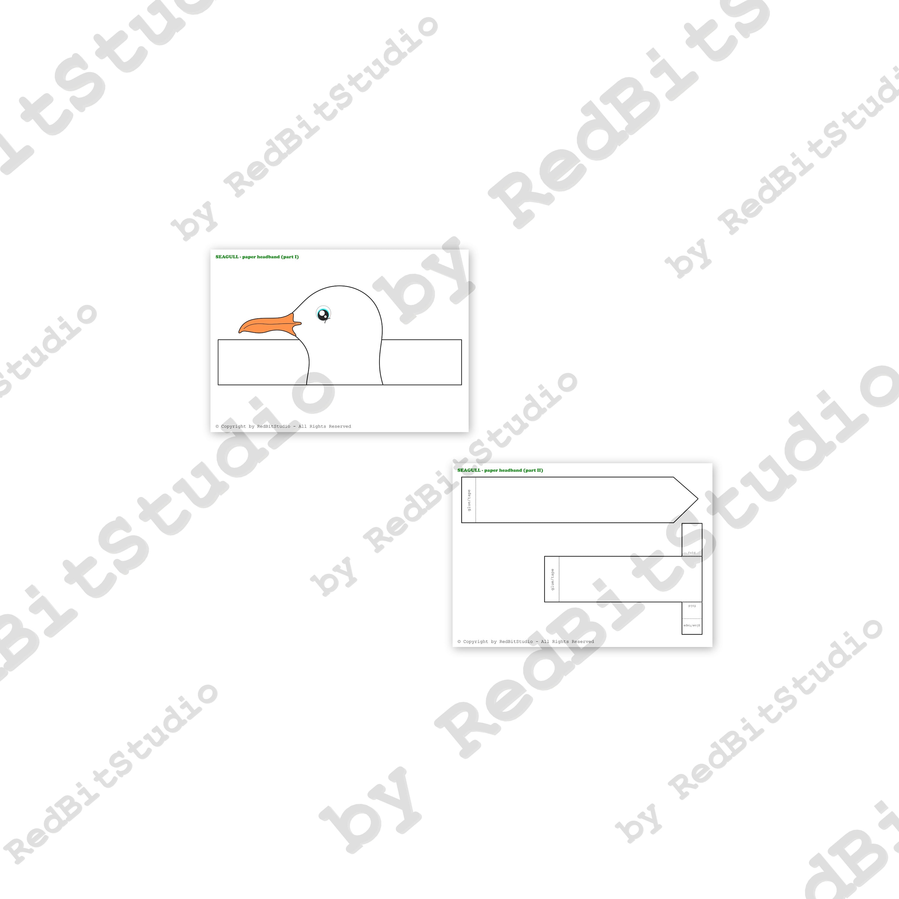 Seagull Paper Crown, Bird Paper Hat for Kids, Instant Download Paper ...