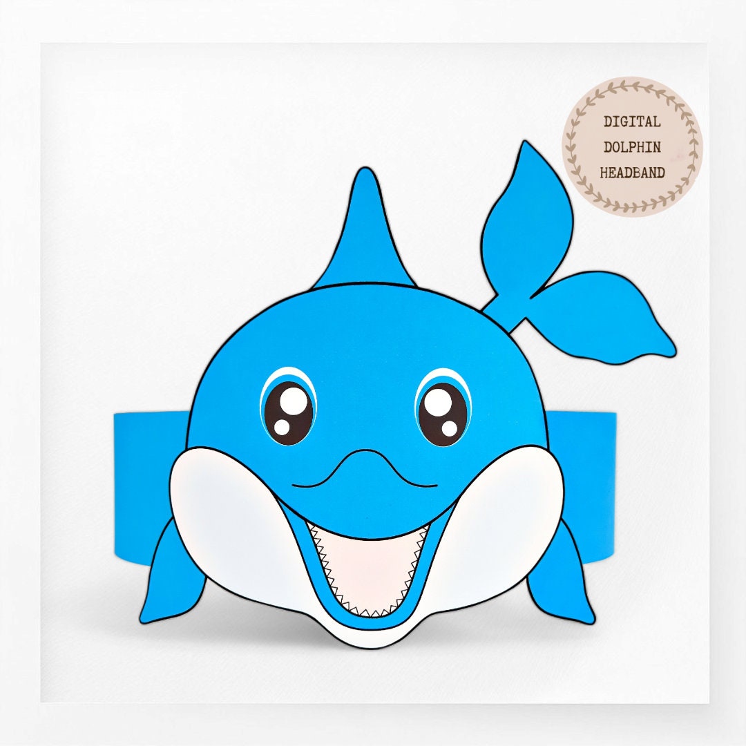 Dolphin Paper Crown, Animal Paper Hat for Kids, Instant Download Paper ...