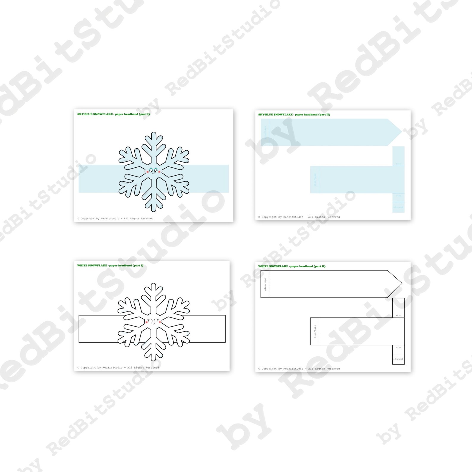 2 Snowflakes Paper Crowns,weather Paper Hat for Kids,instant Download ...