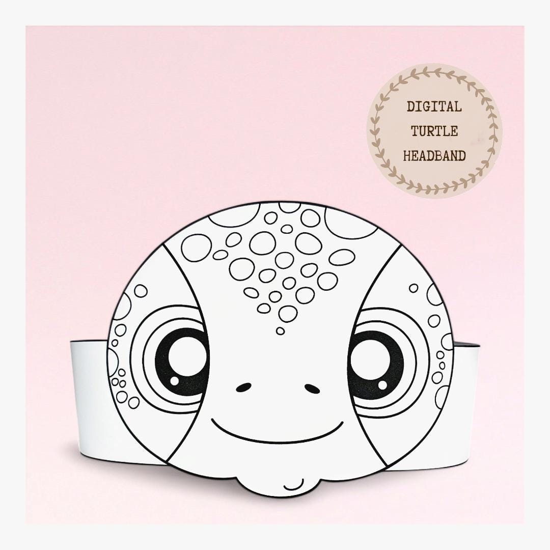 Turtle Paper Coloring Crown, Animal Paper Hat for Kids, Instant ...