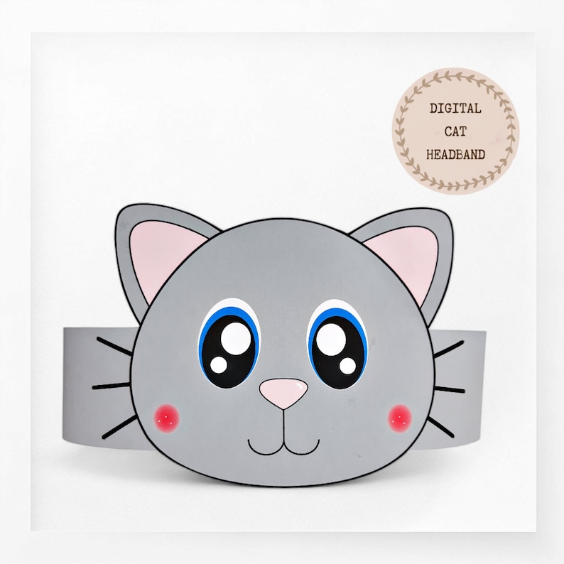 Cat Paper Crown, Animal Paper Hat for Kids, Instant Download Paper ...