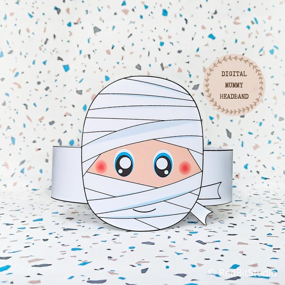Mummy Paper Crown Halloween Paper Hat for Kids Instant - Etsy