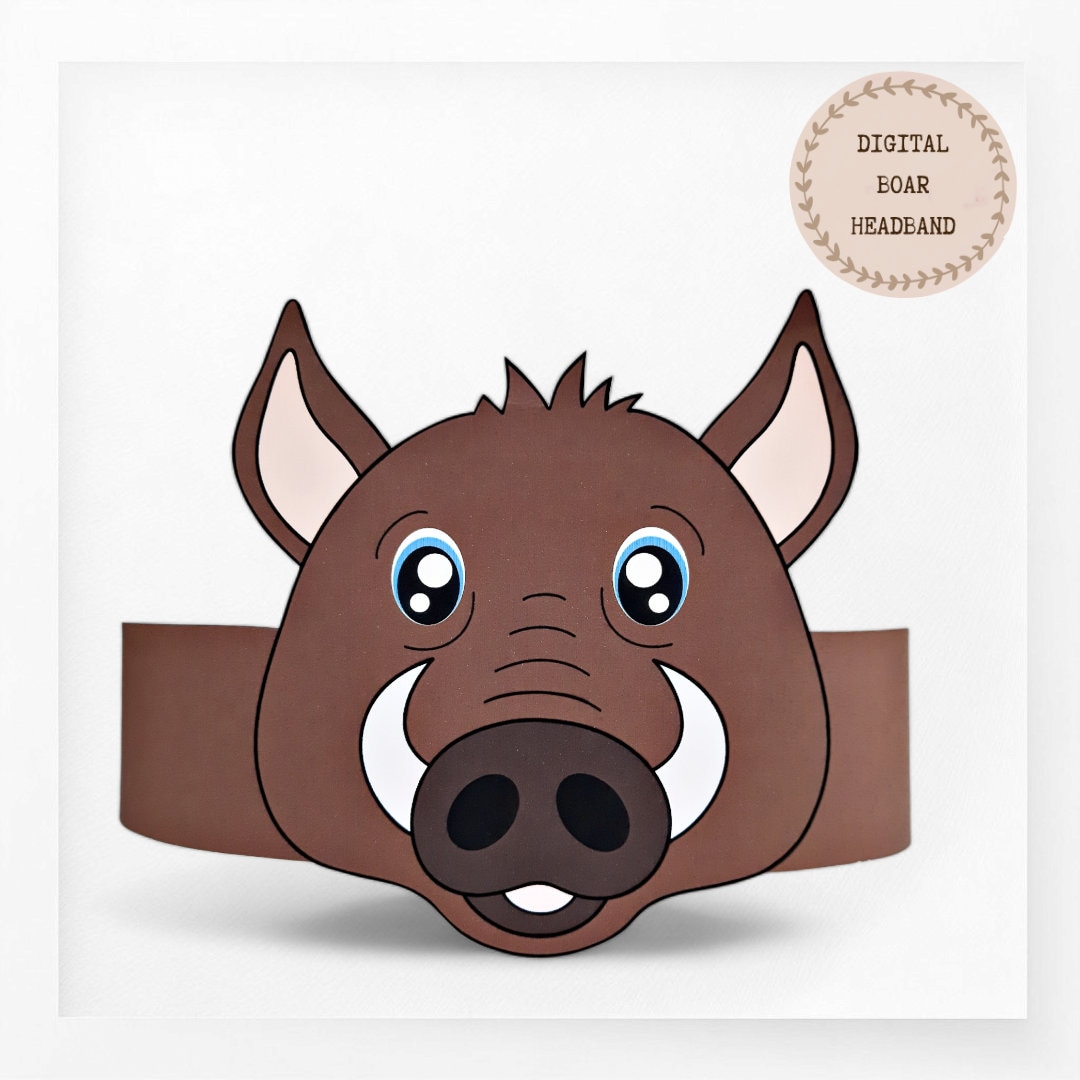 Boar Paper Crown, Animal Paper Hat for Kids, Instant Download Paper ...