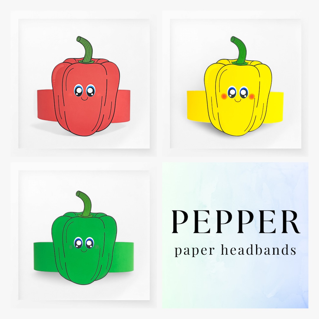 3 Peppers Paper Crowns,vegetable Paper Hat for Kids,instant Download ...