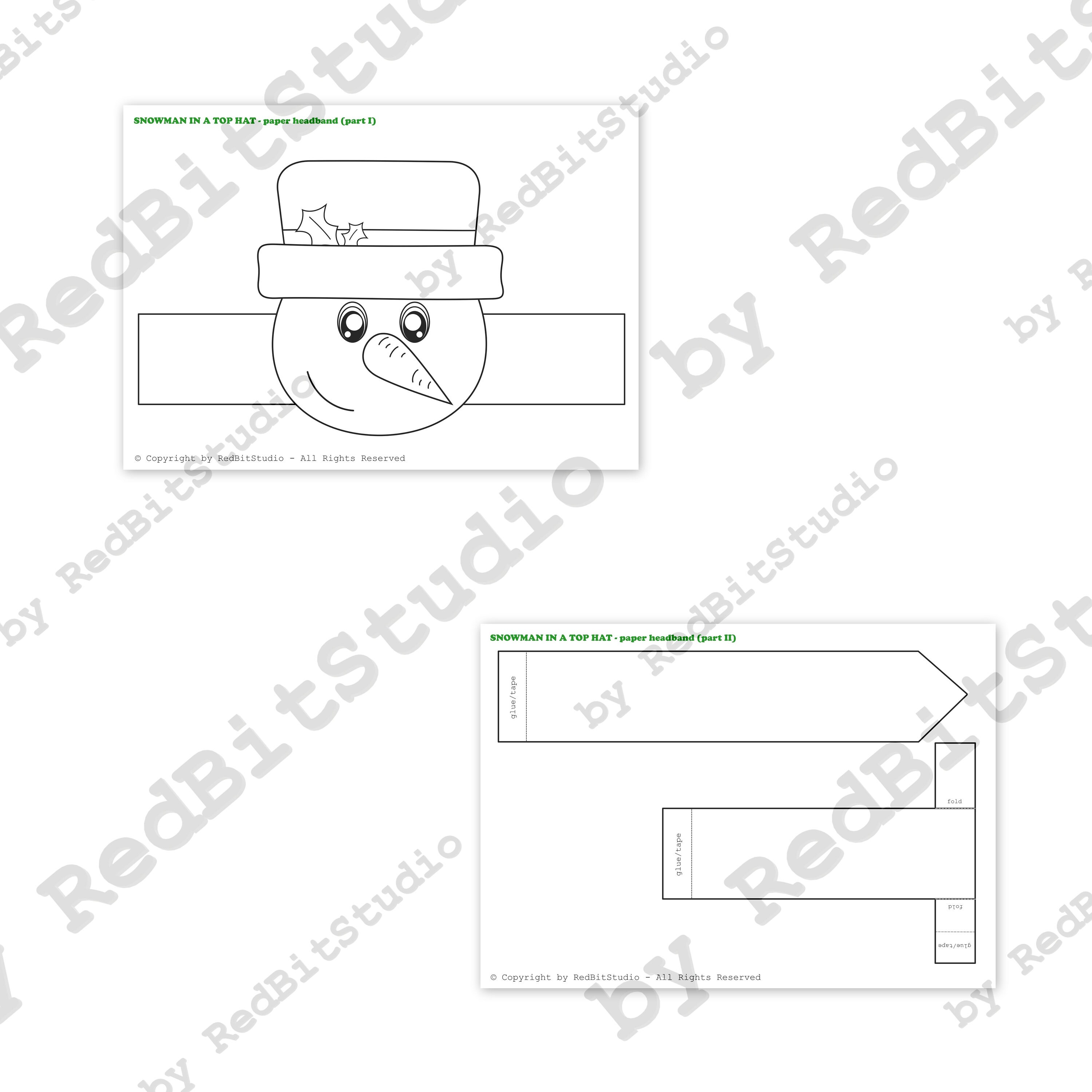 Snowman Paper Coloring Crown, Christmas Paper Hat for Kids, Instant ...