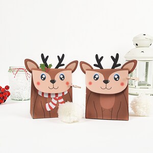 Reindeer Gift Box Printable, Favor Box Christmas, Template to Assemble ...