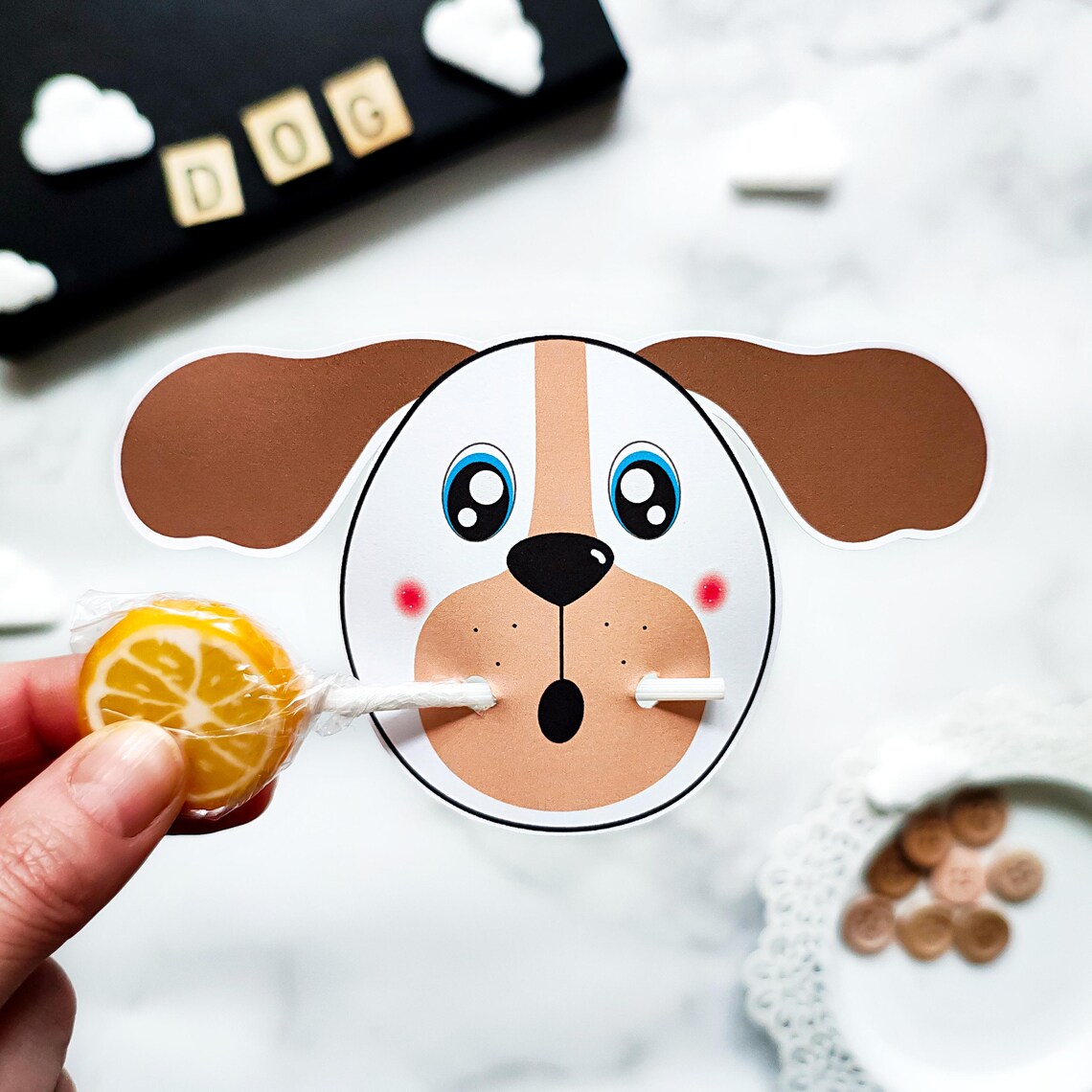 Dog Lollipop, Instant Download Lollipop Holder, Digital Party Sucker ...