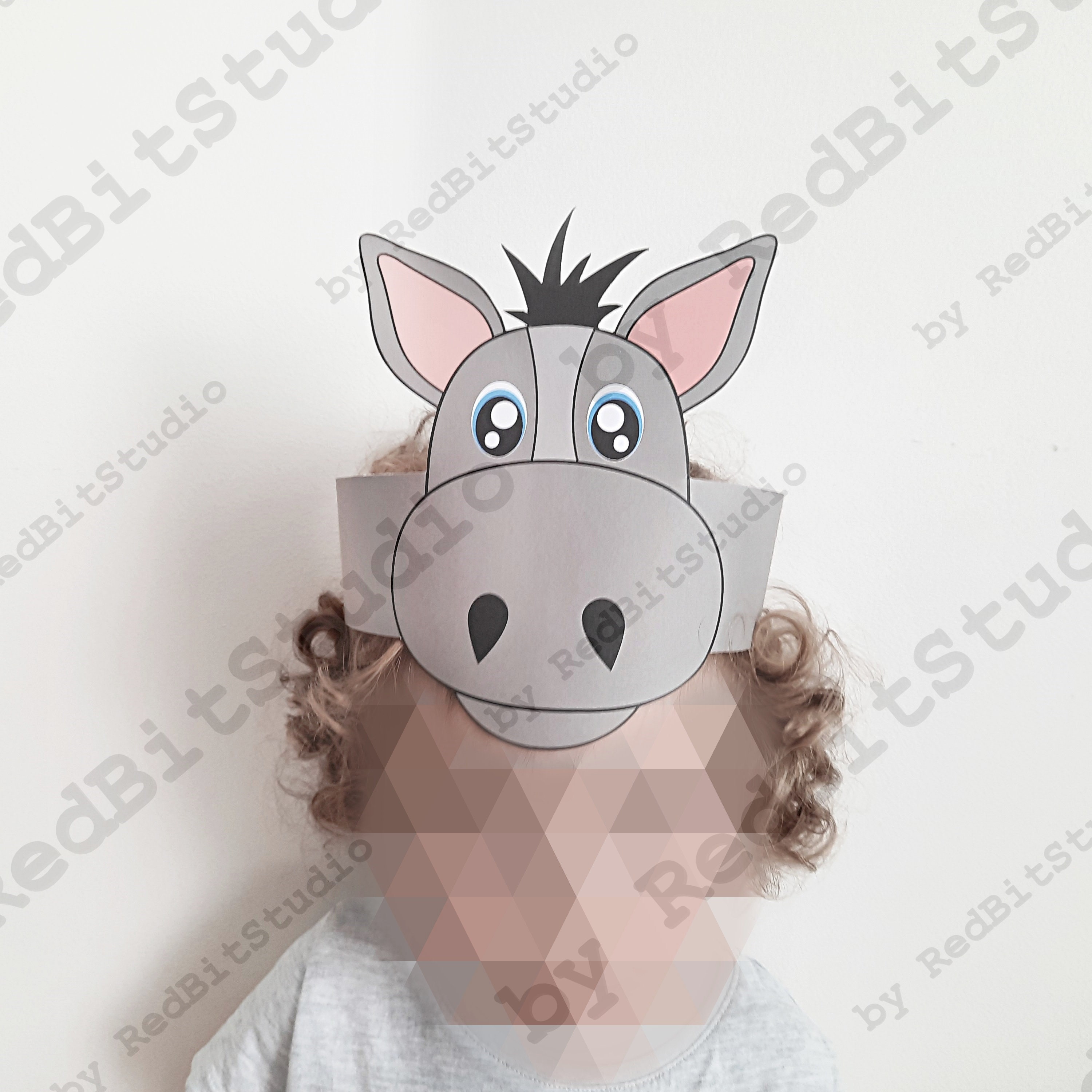 Donkey Paper Crown, Animal Paper Hat for Kids, Instant Download Paper ...