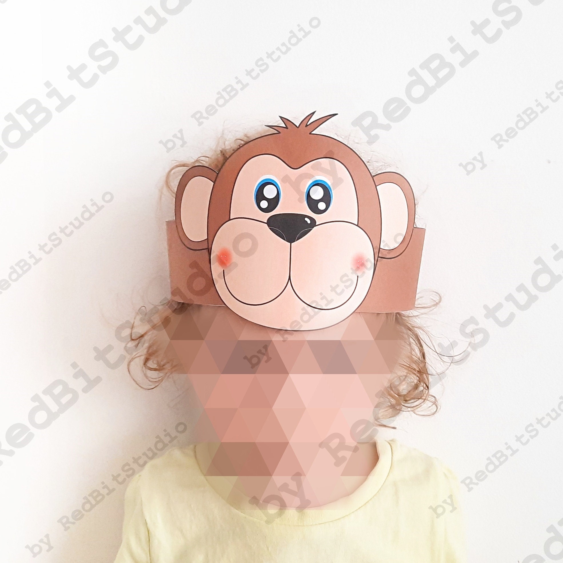 Monkey Paper Crown, Animal Paper Hat for Kids, Instant Download Paper ...
