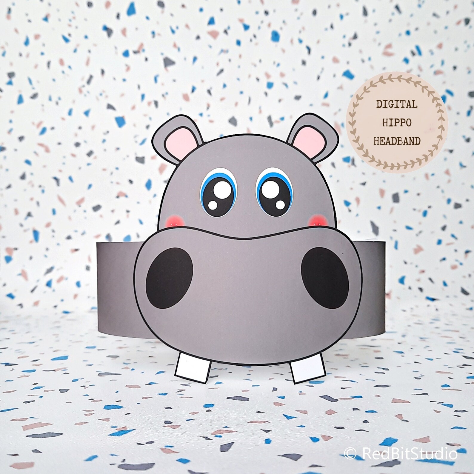 Hippo Paper Crown, Animal Paper Hat for Kids, Instant Download Paper ...