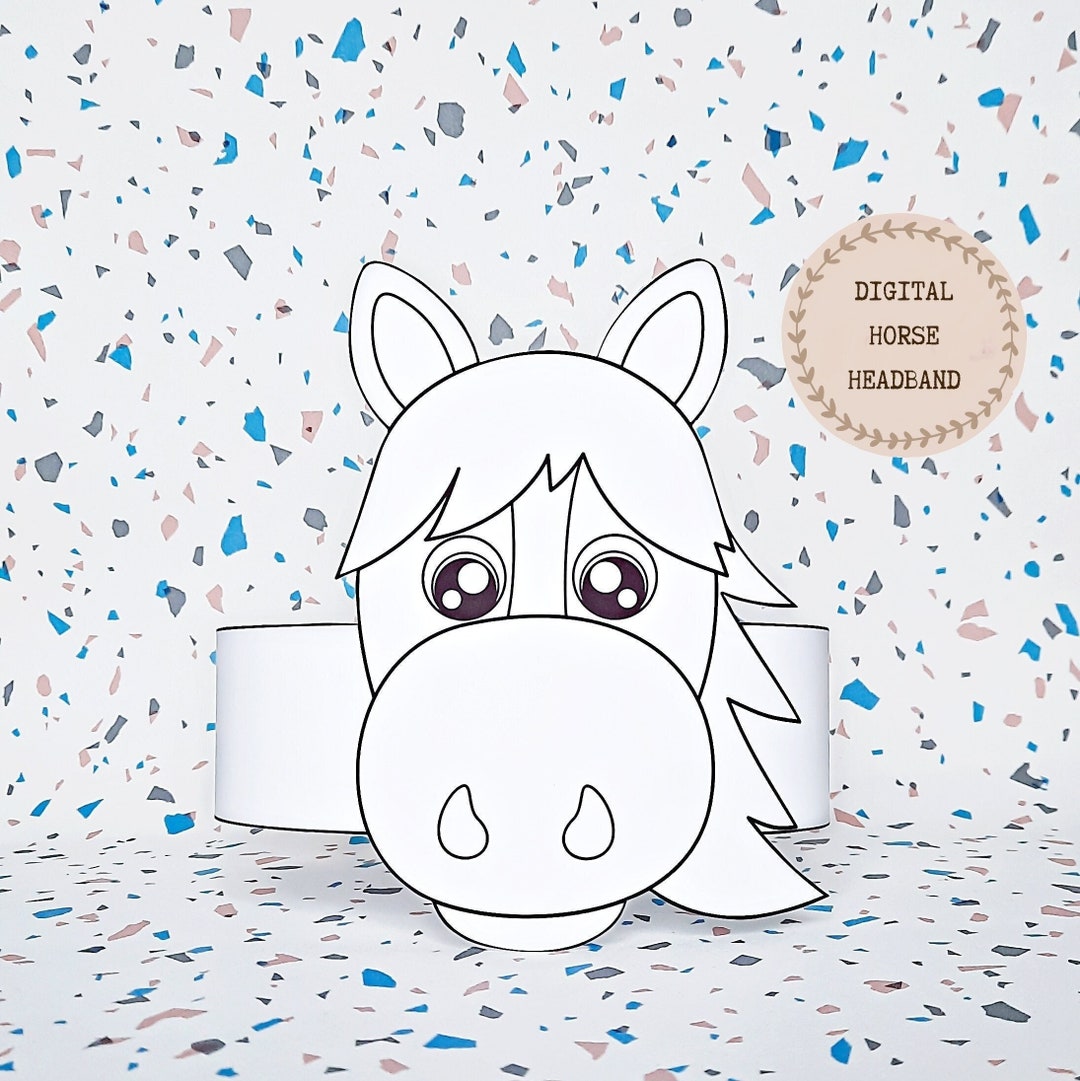 Horse Paper Coloring Crown, Animal Paper Hat for Kids, Instant Download ...