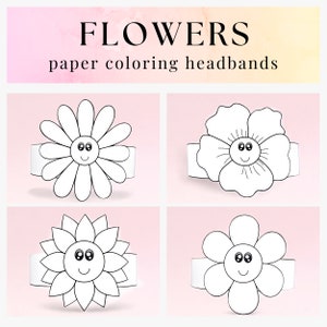 4 Flower Paper Coloring Crowns, Flower Paper Hats for Kids, Instant ...