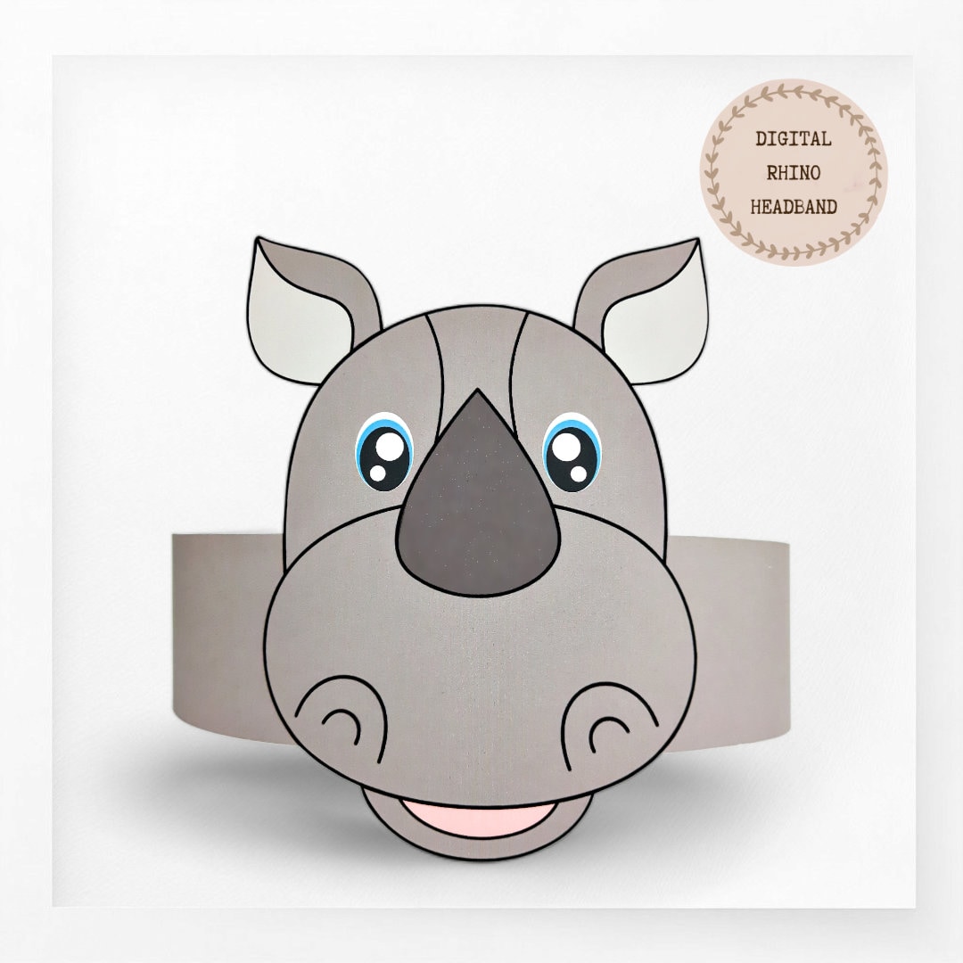 Rhino Paper Crown, Animal Paper Hat for Kids, Instant Download Paper ...