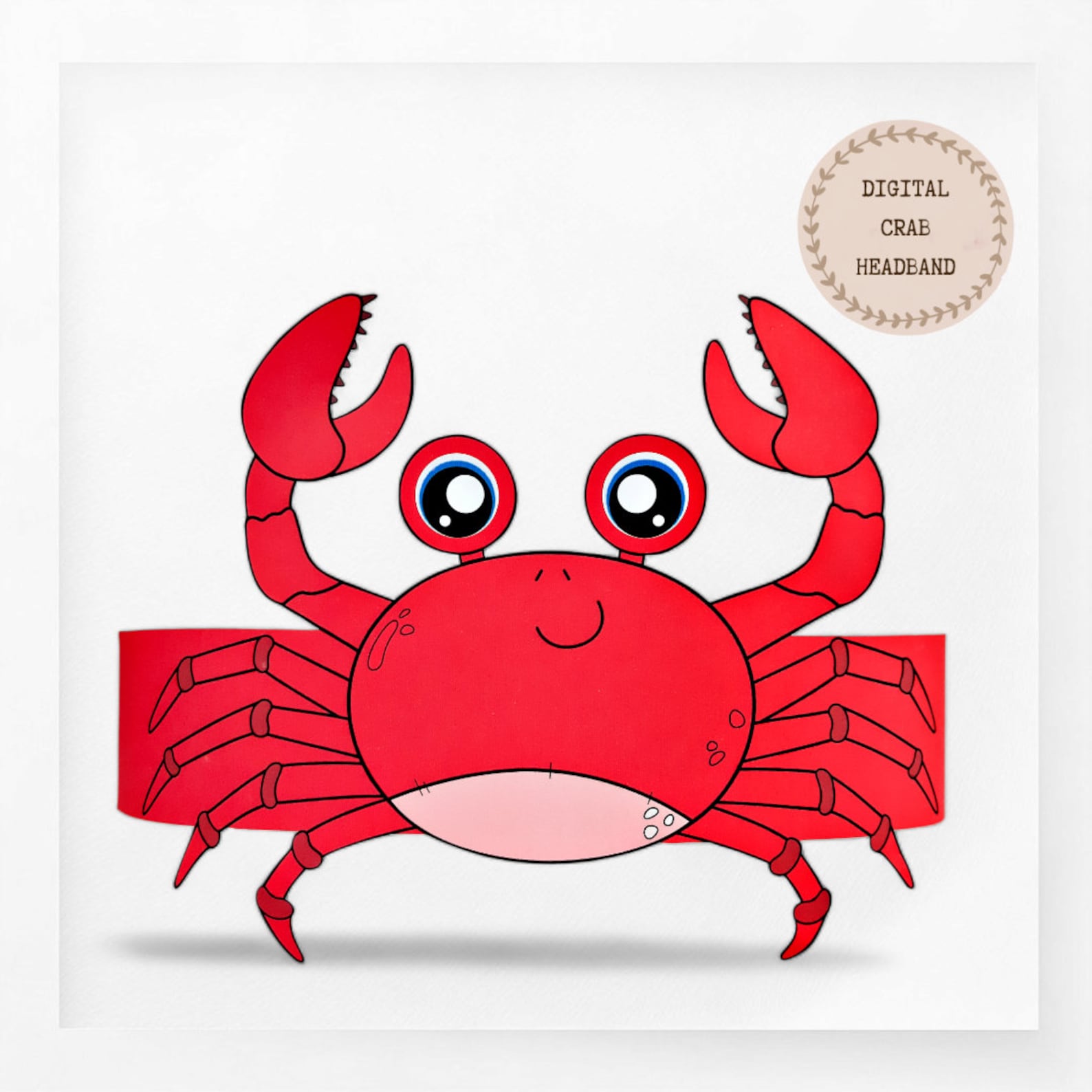 Crab Paper Crown, Animal Paper Hat for Kids, Instant Download Paper ...