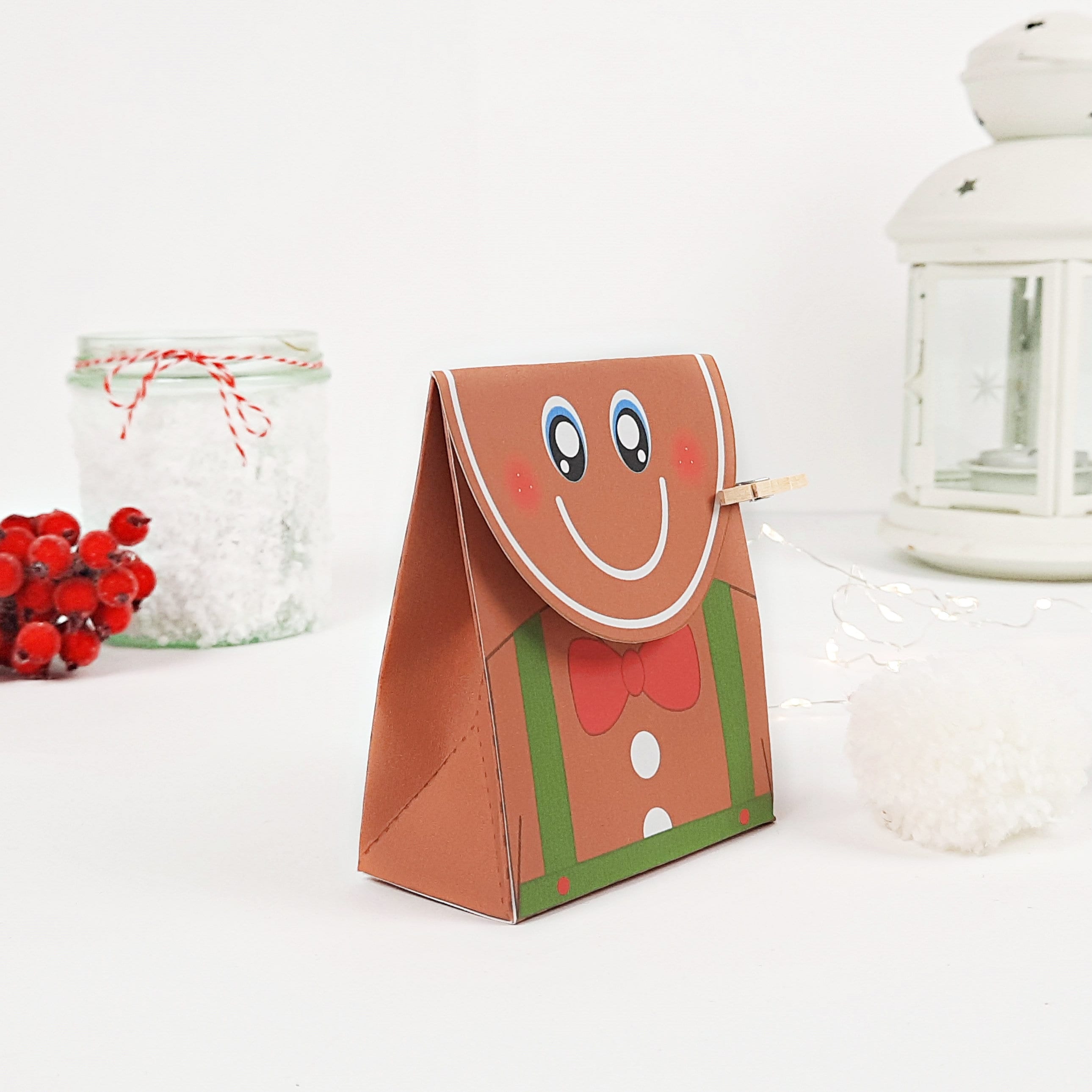 Gingerbread Man Gift Box Printable Favor Box Christmas - Etsy UK