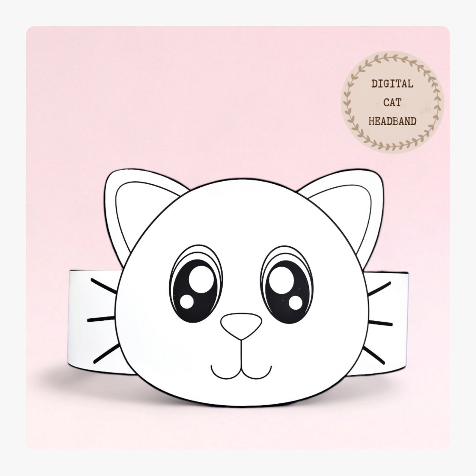 Cat Paper Coloring Crown, Animal Paper Hat for Kids, Instant Download ...