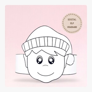 Elf Paper Coloring Crown,christmas Paper Hat for Kids,instant Download ...