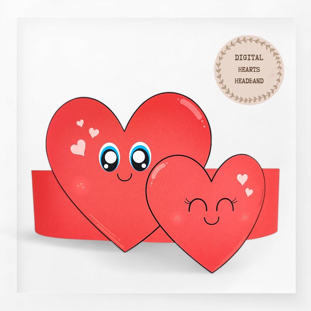 Hearts Paper Crown,valentine's Day Hat for Kids,instant Download ...