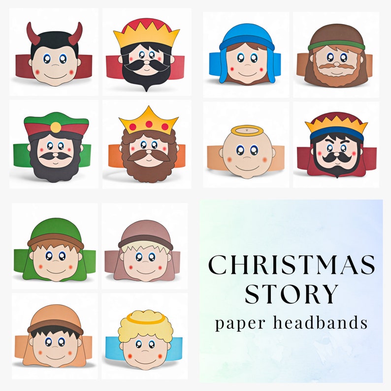 Christmas Story Paper Crowns, Christmas Paper Hats for Kids, Instant ...