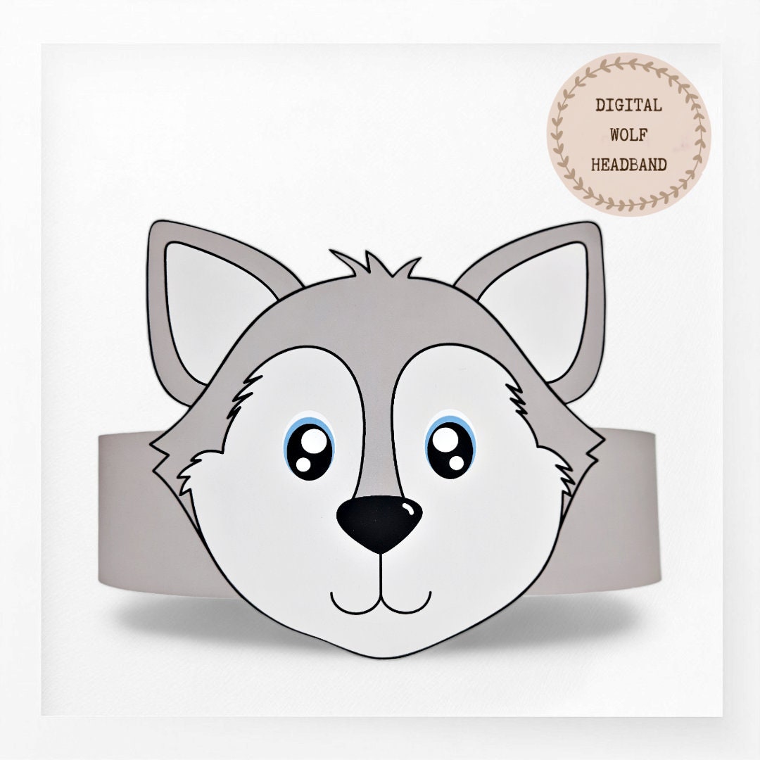 Wolf Paper Crown, Animal Paper Hat for Kids, Instant Download Paper ...