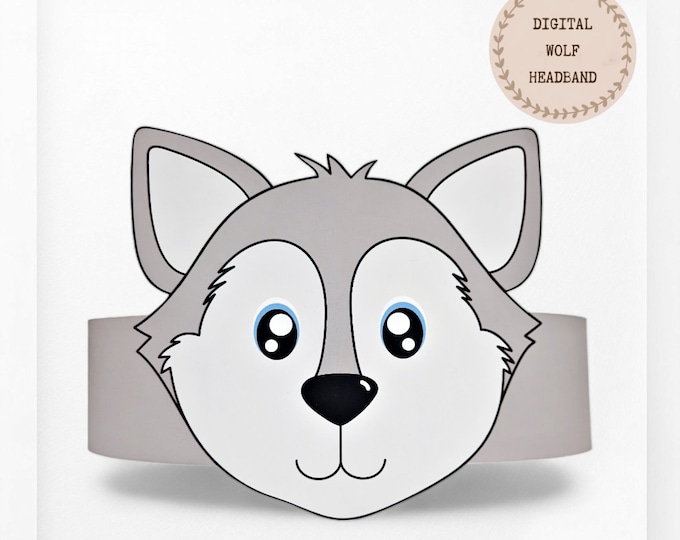 Wolf Paper Crown Coloring Printable Kids Craft Wolf Woodland Birthday ...