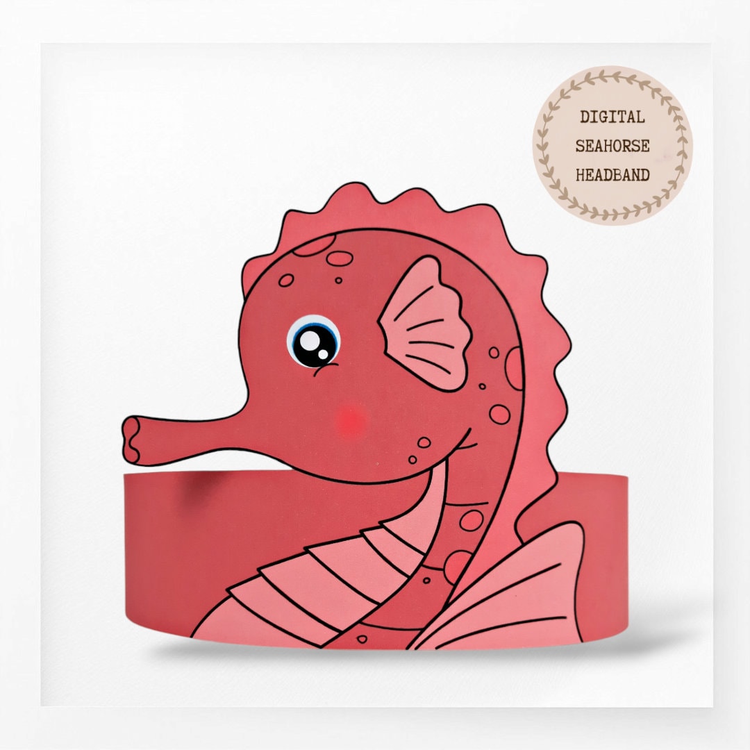 Seahorse Paper Crown, Animal Paper Hat for Kids, Instant Download Paper ...