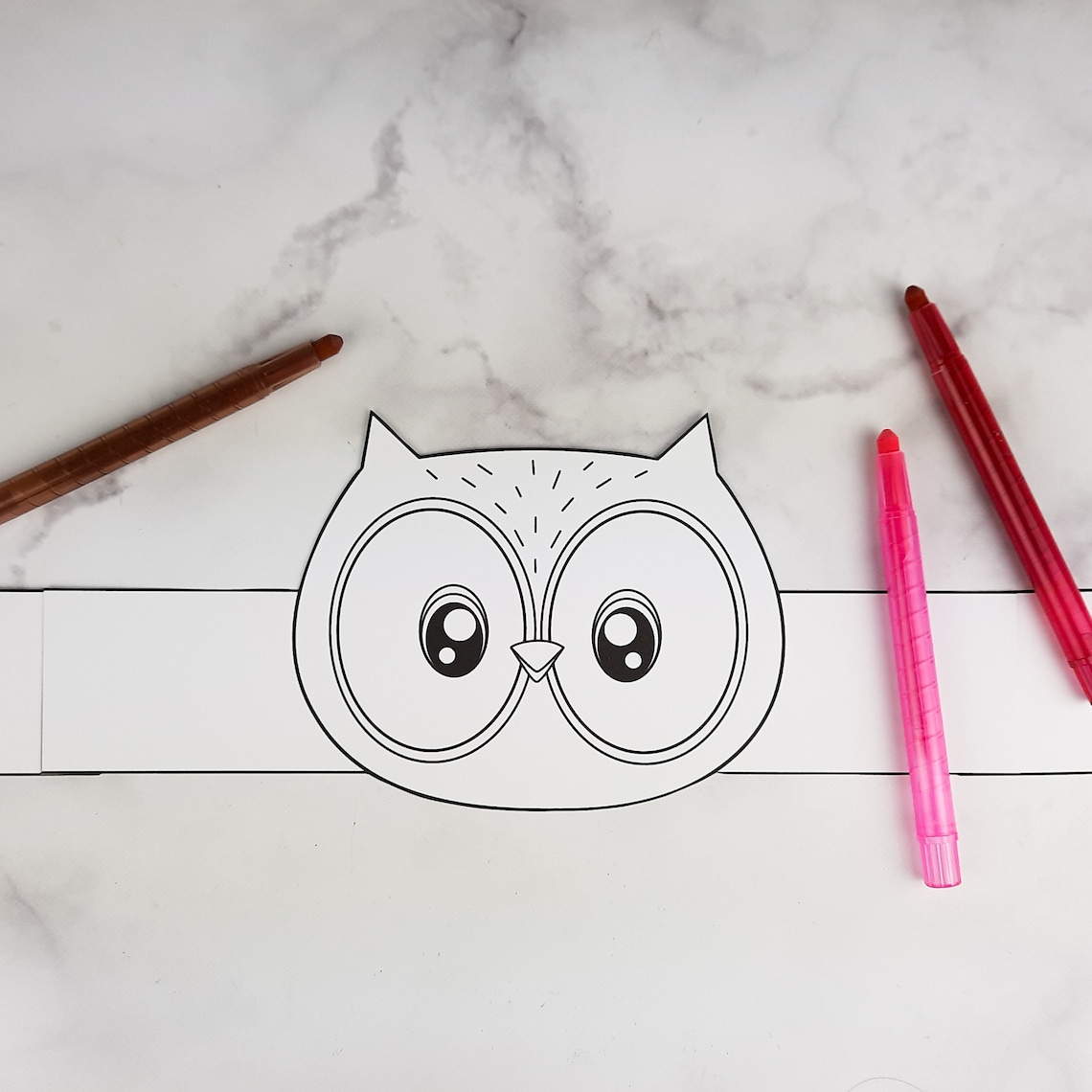 Owl Paper Coloring Crown, Animal Paper Hat for Kids, Instant Download ...