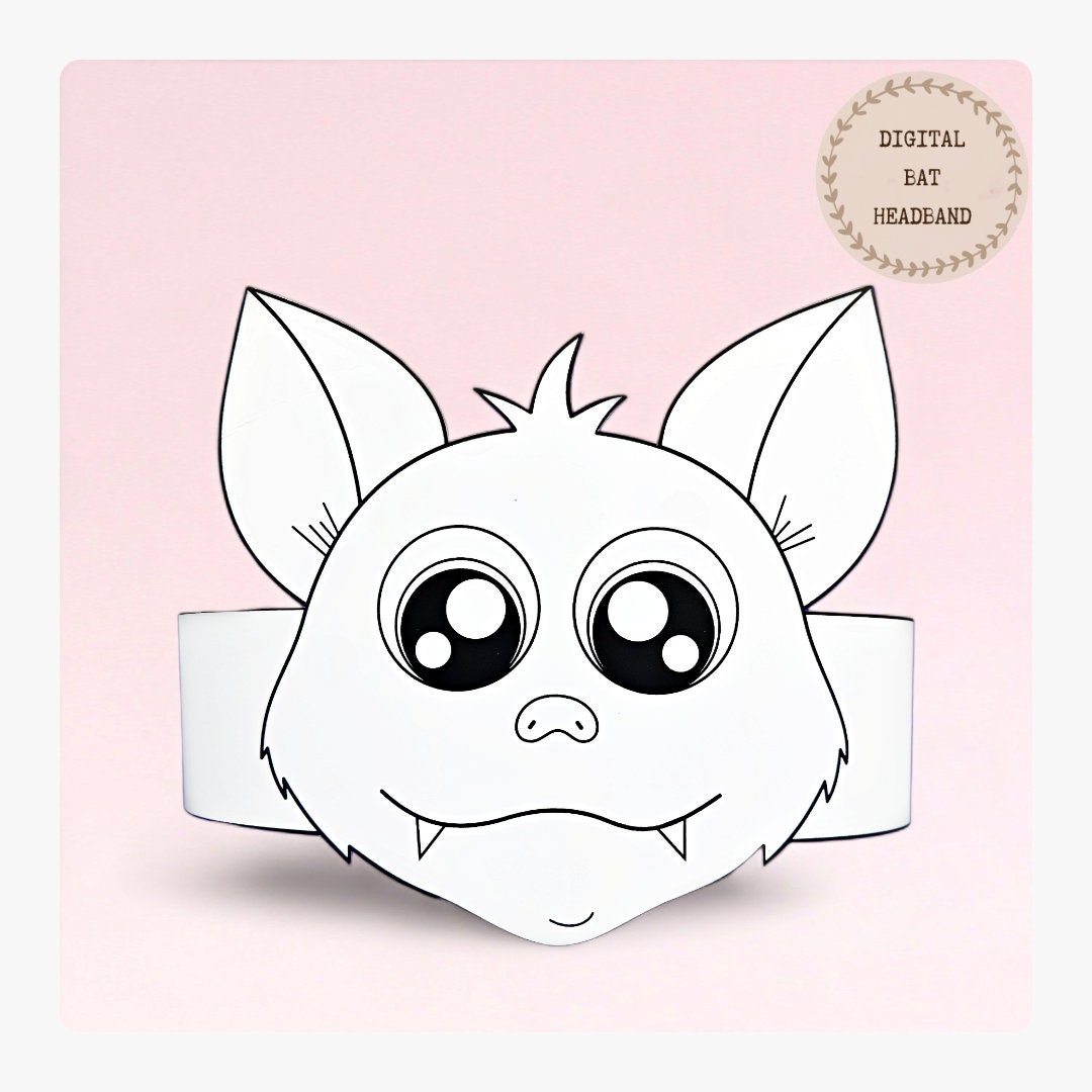 Bat Paper Coloring Crown, Animal Paper Hat for Kids, Instant Download ...