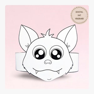 Bat Paper Coloring Crown, Animal Paper Hat for Kids, Instant Download ...