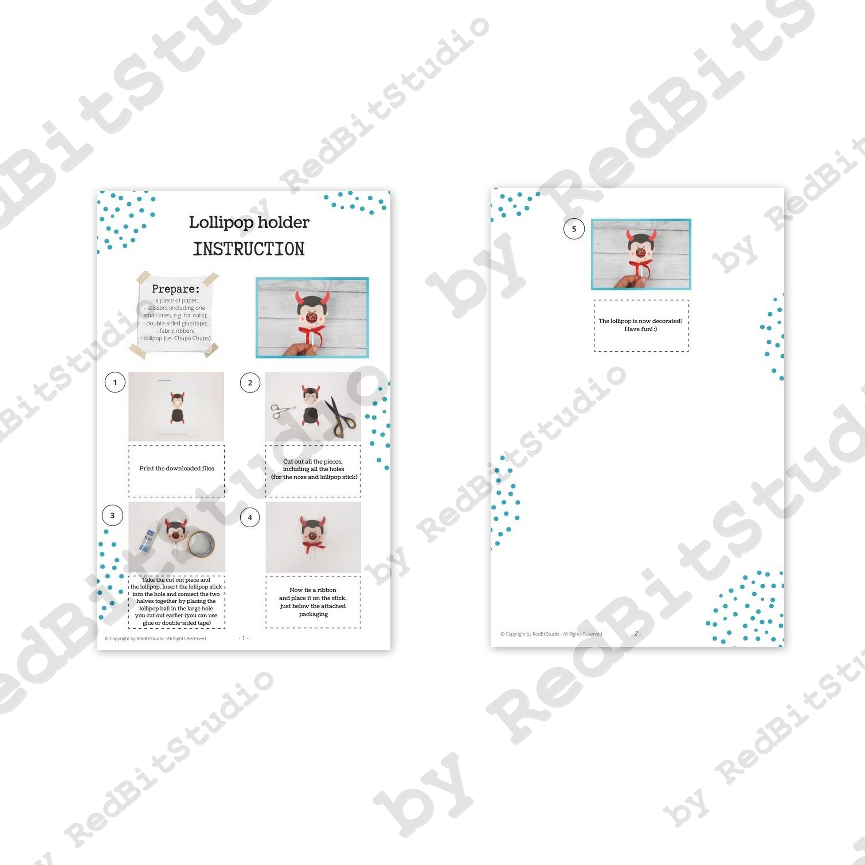 Skeleton Lollipop, Instant Download Lollipop Holder,pdf File, Digital ...